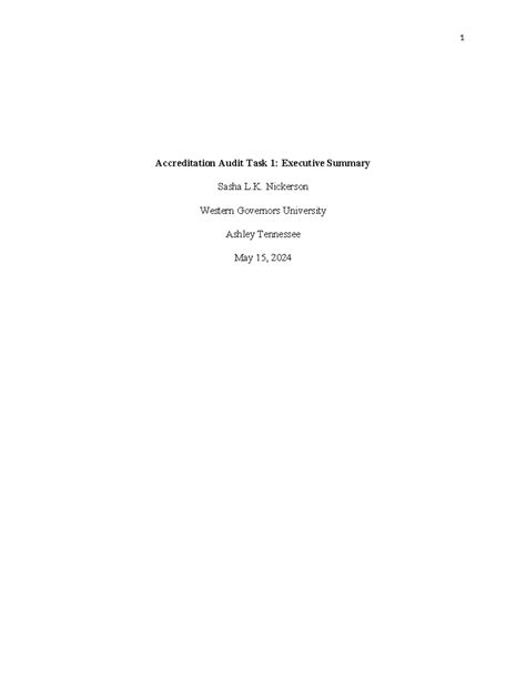 Accreditation Audit Task 1 Nickerson Western Governors University
