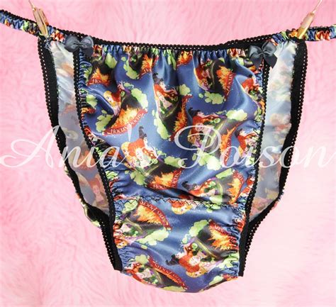 Anias Poison Hocus Pocus Witches Halloween Print Super Rare 100 Polyester Satin String Bikini