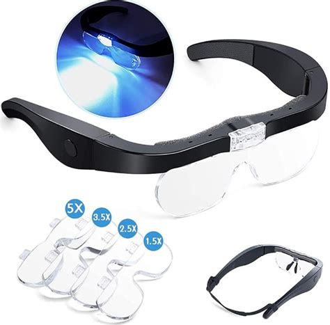 Lupe mit Licht USB Kopf Lupenbrille für Brillenträger Lupenglas X X X Fach