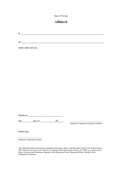 Affidavit Statement Template