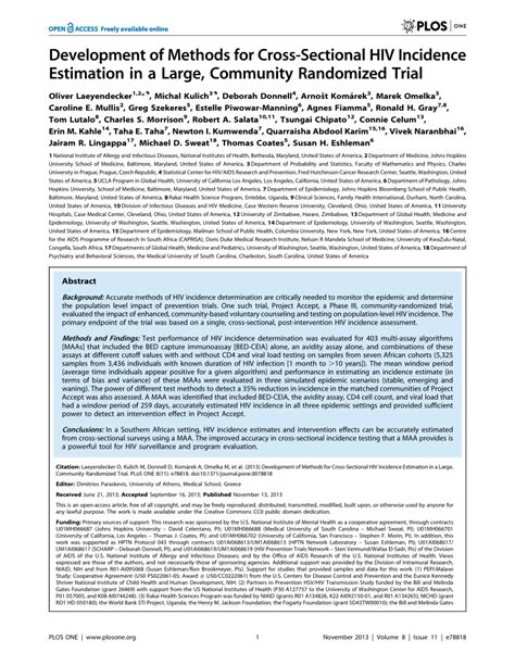 Pdf Development Of Methods For Cross Sectional Hiv Incidence
