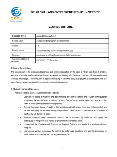 Engineering Diploma Math Course Pdf Euclidean Vector Matrix