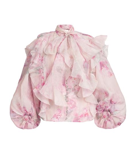 Zimmermann Linen Silk Pussybow Blouse Harrods Us