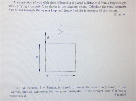 solved a square loop of wire with sides of length a is