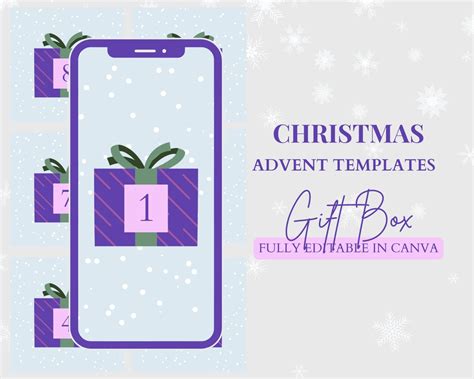 Instagram Advent Calendar Christmas Social Media Post Editable