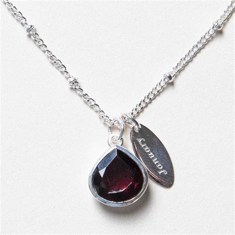 Pure Garnet Birthstone Necklace [for January] Tiny Rituals