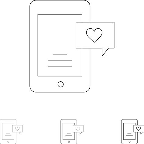 Mobile Chat Chat Bubble Love Chat Bold And Thin Black Line Icon Set 13284081 Vector Art At Vecteezy