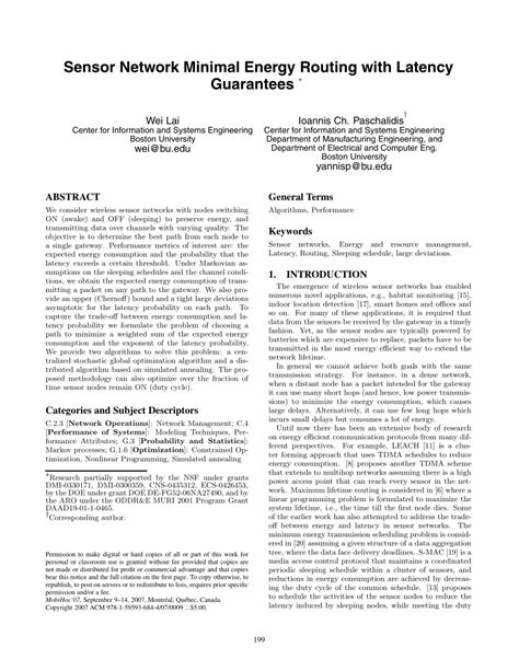 Pdf Sensor Network Minimal Energy Routing With Latency Guarantees