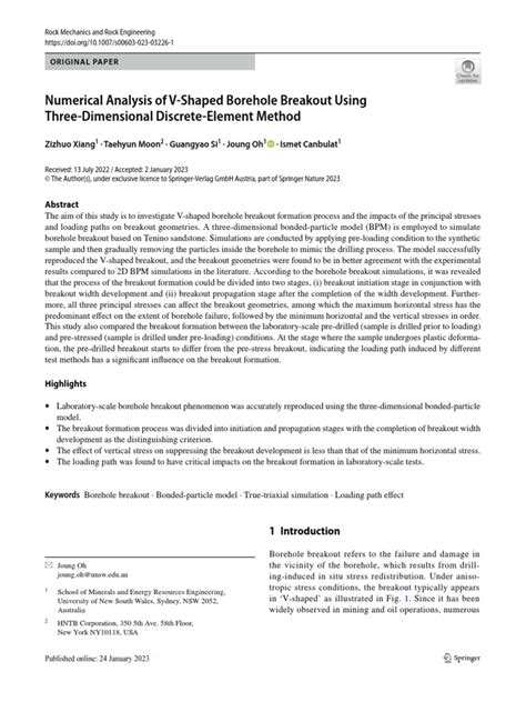 numerical analysis of v shaped borehole breakout using three