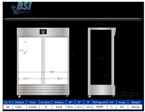 Bsi Silver Series Stainless Steel Pharmacy Refrigerator 49 Cu Ft