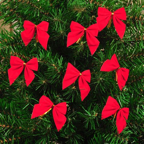 12 Pcs Christmas Tree Bows 5 Cm Ribbon Bows Orname Vicedeal