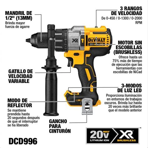 Ripley TALADRO PERCUTOR INALÁMBRICO 1 2 20V XR 96 NM DEWALT DCD996B