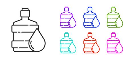 Schwarze Linie Große Flasche Mit Sauberem Wassersymbol Isoliert Auf