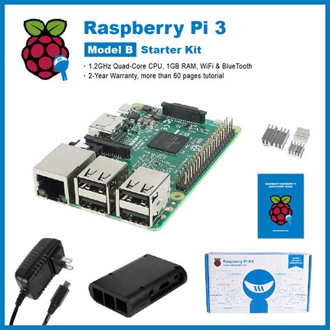 Sainsmart Raspberry Pi 3 Basic Kit 3x Heat Sinks Usb Power Supply Eu Ce Certification