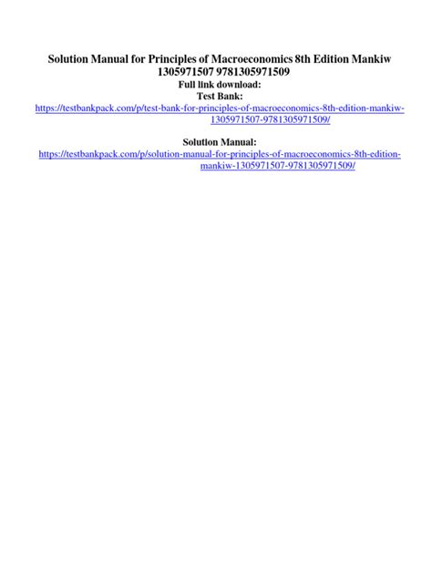 Solution Manual For Principles Of Macroeconomics 8th Edition Mankiw 1305971507 9781305971509 Pdf