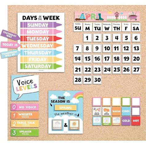 Colorful Classroom Calendar Set Bulletin Board Bulletin Board
