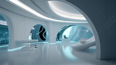 具有創新建築的未來派室內令人著迷的 3d 渲染 壁燈 背景 渲染 背景 內 背景圖片素材，壁燈 渲染 3d高清背景桌布圖案免費下載