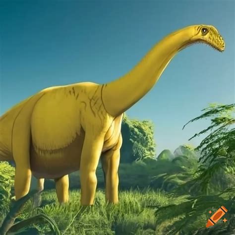 Yellow Brachiosaurus In Tall Vegetation