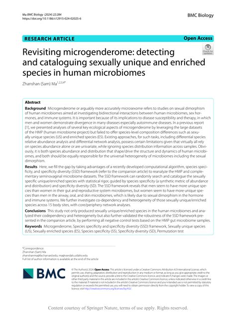 Pdf Revisiting Microgenderome Detecting And Cataloguing Sexually Unique And Enriched Species