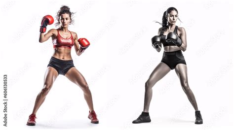 Sporty Fit Latin Woman During Boxing Exercise Making Hit Boxer