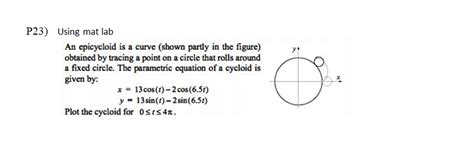 Solved Using Mat Lab An Epicycloid Is A Curve Shown Partly