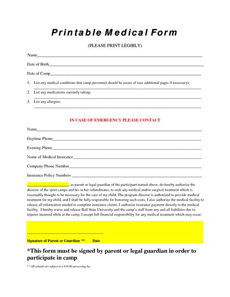 Free Printable Medical Forms Find Forms For Your Industry In Minutes