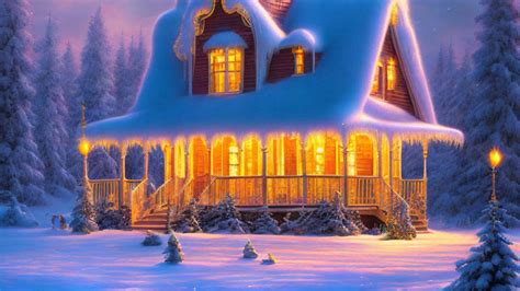 Покрытый снегом дом в новогоднюю ночь · 2560x1440 Qhd And Wqhd 16 9 бесплатная фотография от