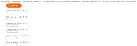 solved determine the t critical value s that will capture