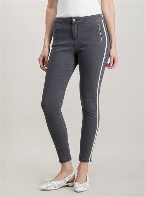 Buy Grey Fashion Stripe Skinny Jeans 20l Jeans Argos