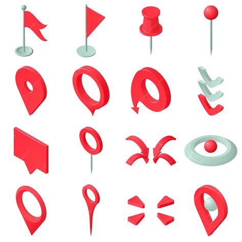 Premium Vector Map Pointer Icons Set Isometric Illustration Of 16
