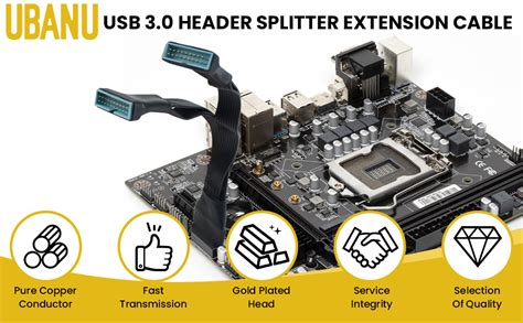 Ubanu Usb 3 0 Header Splitter Extension Cable 19 20 Pin 1 To 2 Y Type Internal
