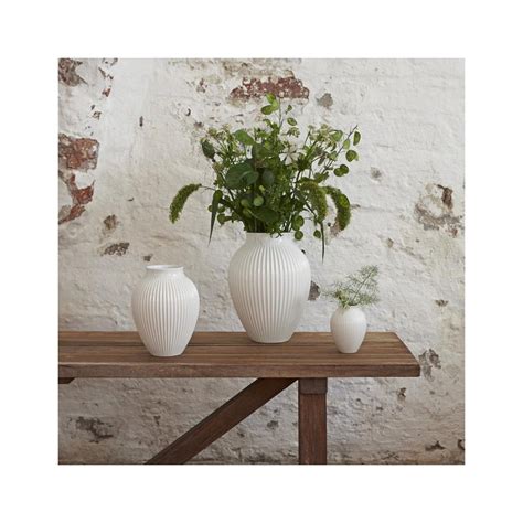 Knabstrup Keramik Vase M Riller 125 Cm Hvid Vaser Hjemdk
