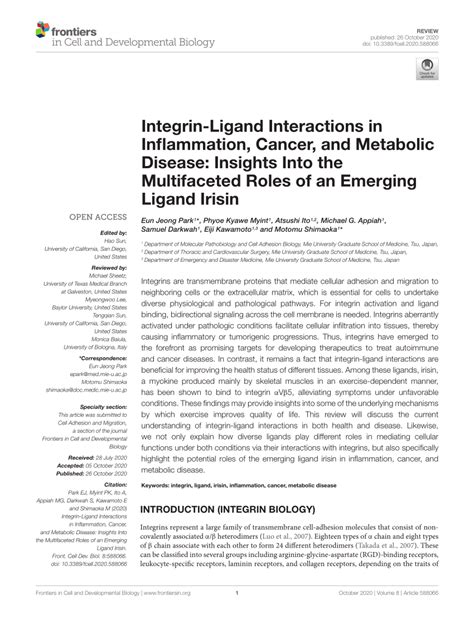Pdf Integrin Ligand Interactions In Inflammation Cancer And