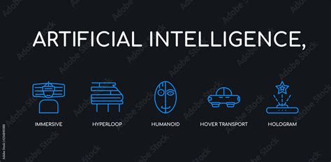 5 Outline Stroke Blue Hologram Hover Transport Humanoid Hyperloop Immersive Icons From