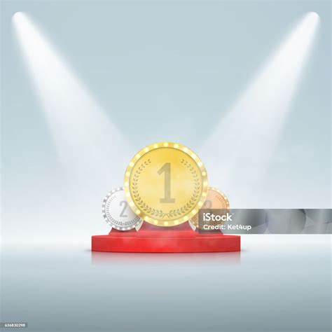 색종이가 있는 상금 시상대에 있는 트로피 컵 수상자 상 벡터 1에 대한 스톡 벡터 아트 및 기타 이미지 1 1위 2 Istock