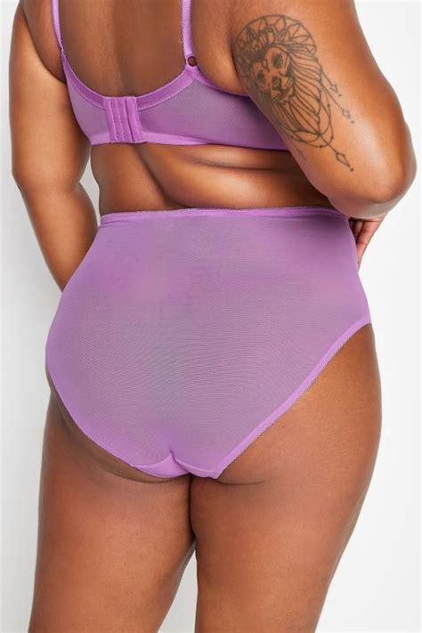 Yours Plus Size Lilac Purple Lace High Waisted Full Briefs Yours Clothing