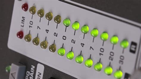 LED Indicator Of Sound Level Signal On The Mixing Console In Macro Stock Footage Video Of