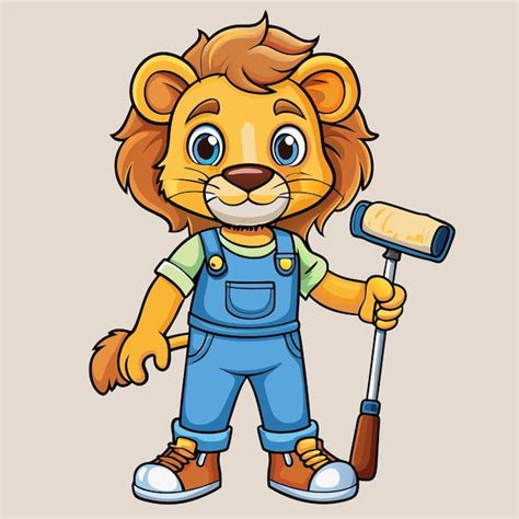 Красивая живопись льва с векторной иллюстрацией мультфильма Премиум Ai сгенерированный вектор