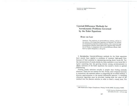 Pdf Upwind Difference Methods For Aerodynamic Problems Governed By The Euler Equations