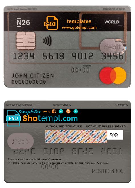 Germany N26 Bank Mastercard Fake Template In Psd Format Fully Editable
