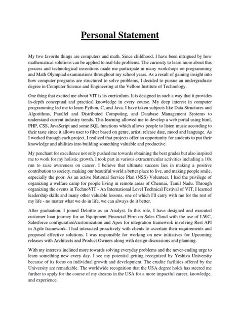 Personal Statement Pdf Computer Programming Mathematics