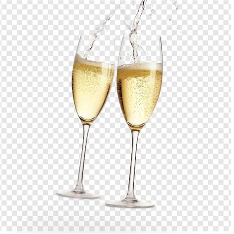 premium psd celebration toast with champagne glass on transparency