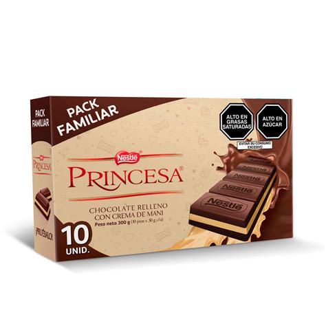 Chocolate Relleno Con Crema De Maní Princesa Barra 30 G Caja 10 Unid