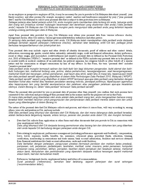 Pdpa Form Employees 5dec201 Pdf Citigroup Internet