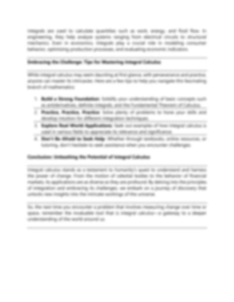 Solution A Summary Of Integral Calculus And What You Can Achieve With
