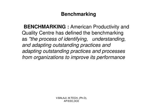Unitiii Unit 3 Important Points Benchmarking BENCHMARKING