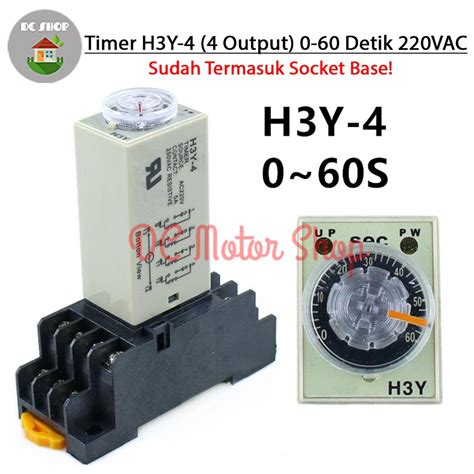 Jual Timer H3y 2 H3y 4 H3y 2 H3y 4 220vac 60s 1min Delay Timer Relay