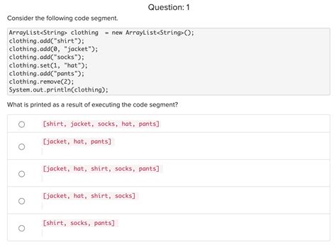 solved question 1 consider the following code segment