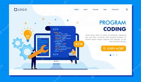 Premium Vector Program Coding Landing Page Website Illustration Vector Design