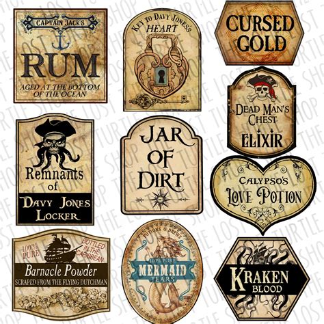 New Realistic Handmade Labels Pirate Themed Potion Bottle Etsy In